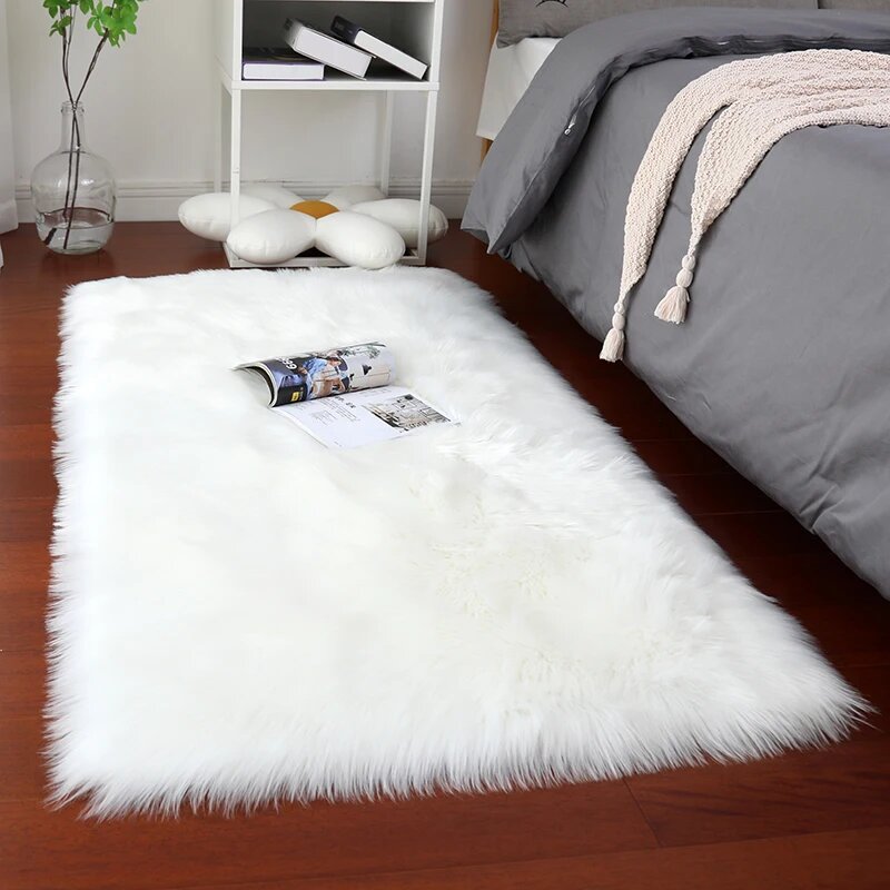 FORSWAN Серый плюшевый ковёр 30x30 см Белый, 90x180cm 35x70inch, White