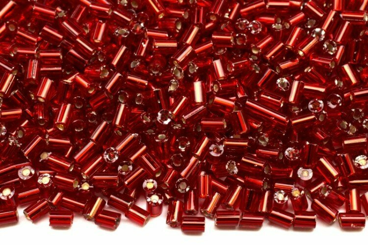Бисер чешский PRECIOSA рубка 1"(2,54мм) 97070 красный, серебряная линия внутри, 50г