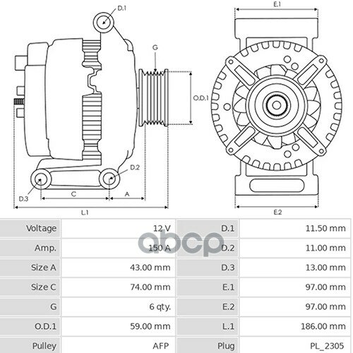 Генератор CITROEN JUMPER, PEUGEOT BOXER, FORD TRANSIT шт. Zikmar арт. Z28576R
