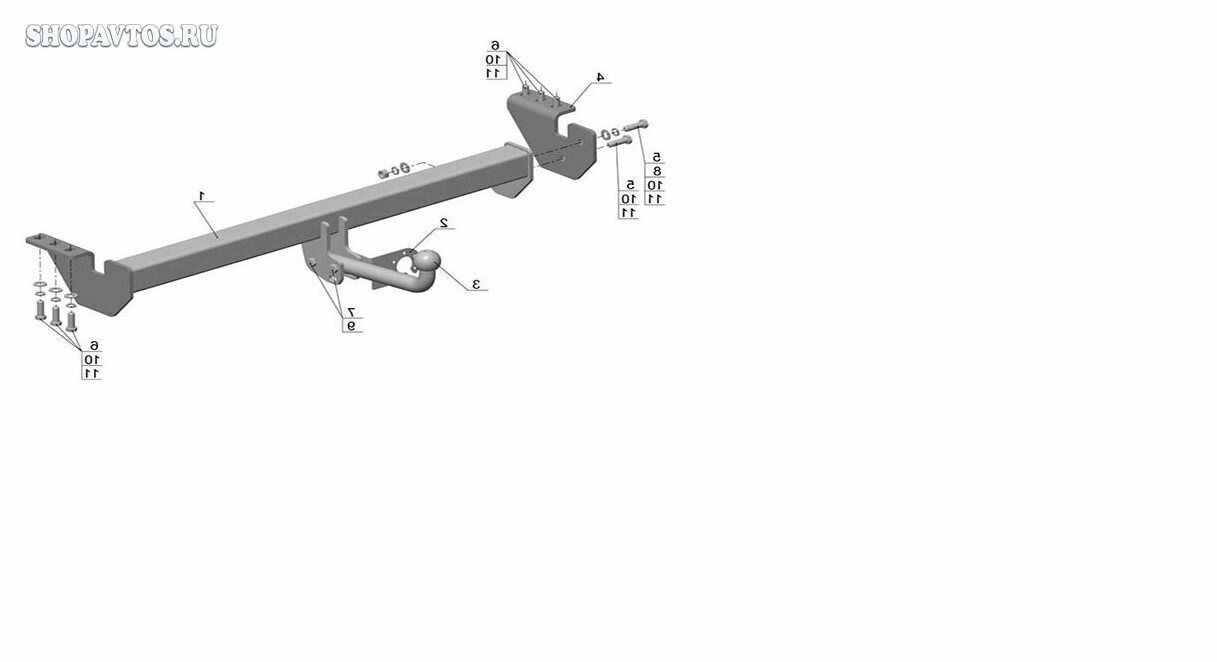 Фаркоп для Ssang Yong Actyon SUV 2011г.-по н. в. (без электрики) (паспорт и сертификат) AvtoS. SY011