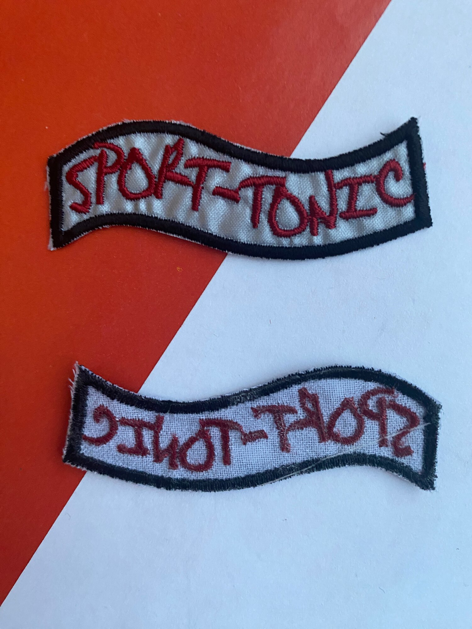 Нашивка "Спорт", пришивная, красная/белая/черная, 1.5 x 6 см