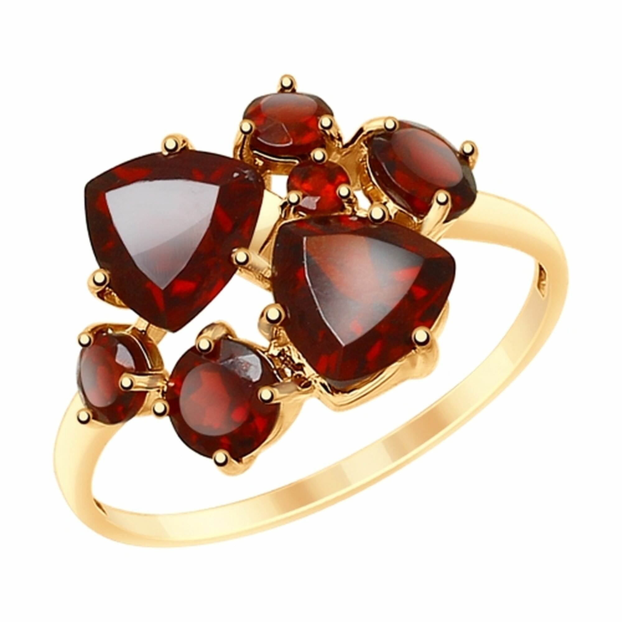 Кольцо, красное золото, 585 проба, гранат