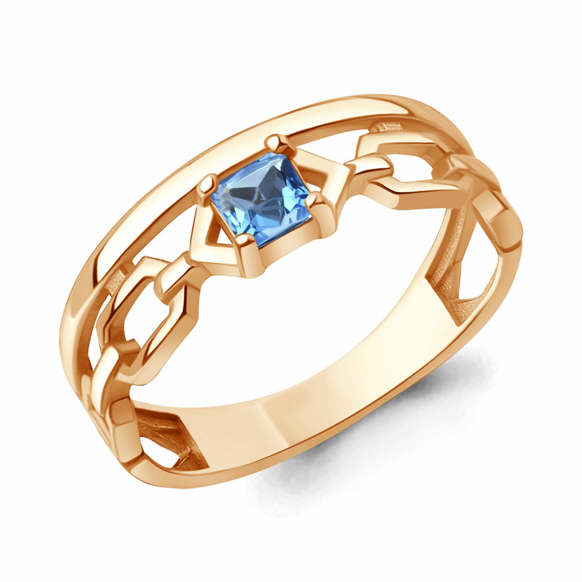 Кольцо, серебро, 925 проба, золочение, топаз