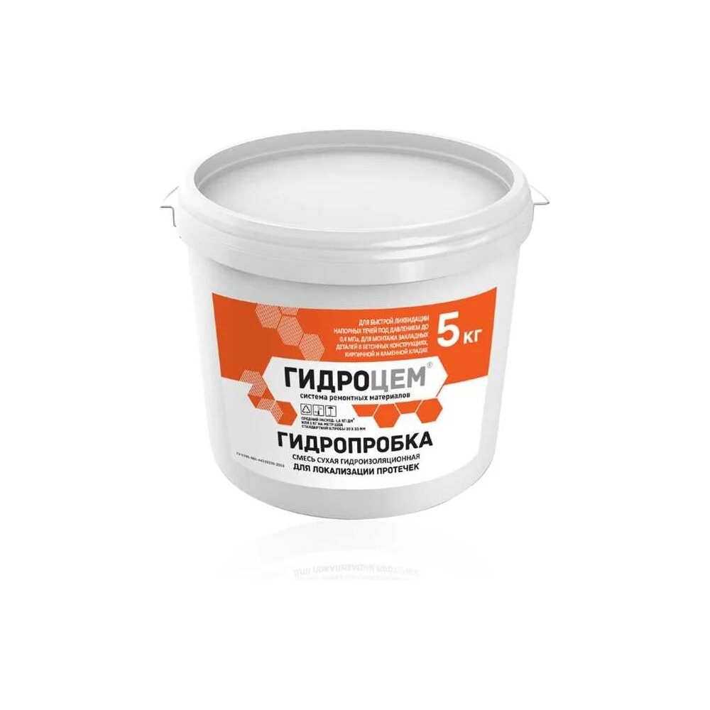 Гидроцем Гидроизоляция, Гидропробка, 5 кг Г00081