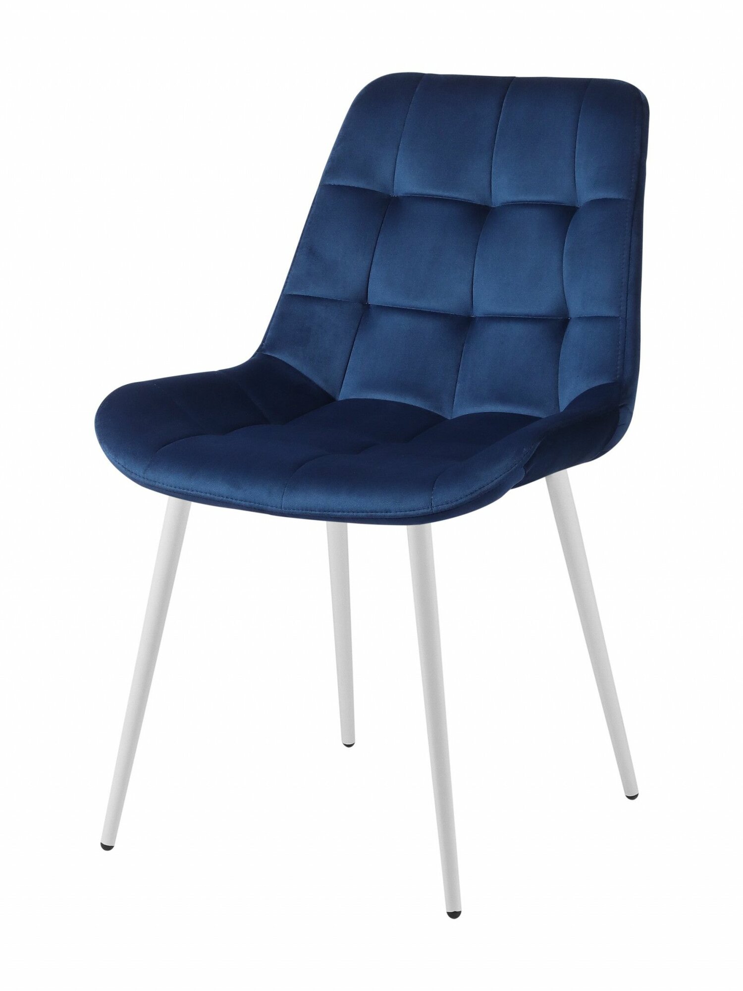 Стул кухонный Ambe Эйден, мягкий со спинкой, синий, с белыми ножками