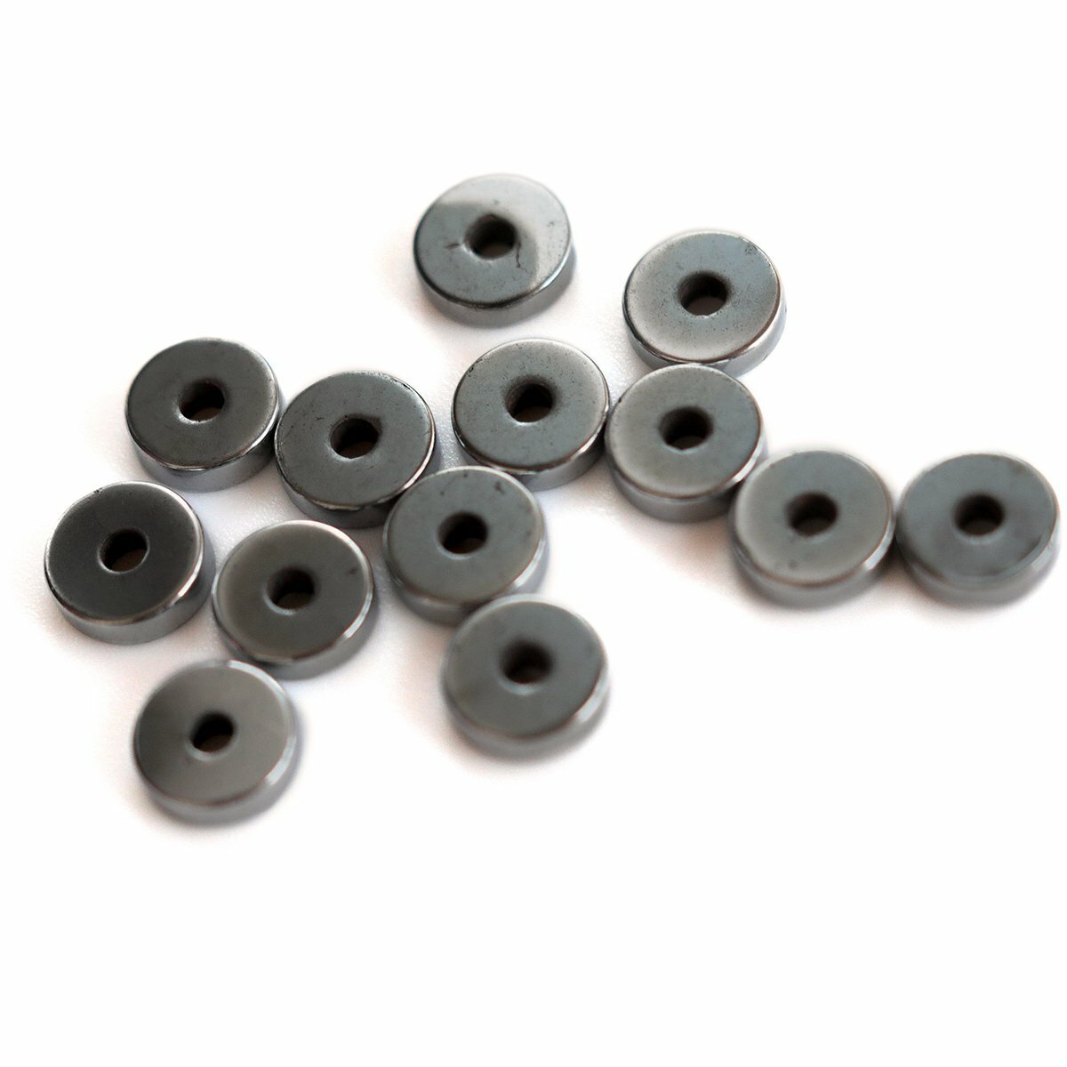 Гематит немагнитный Бусины натуральные 200 шт, рондель, цвет платина, размер 4x1 мм