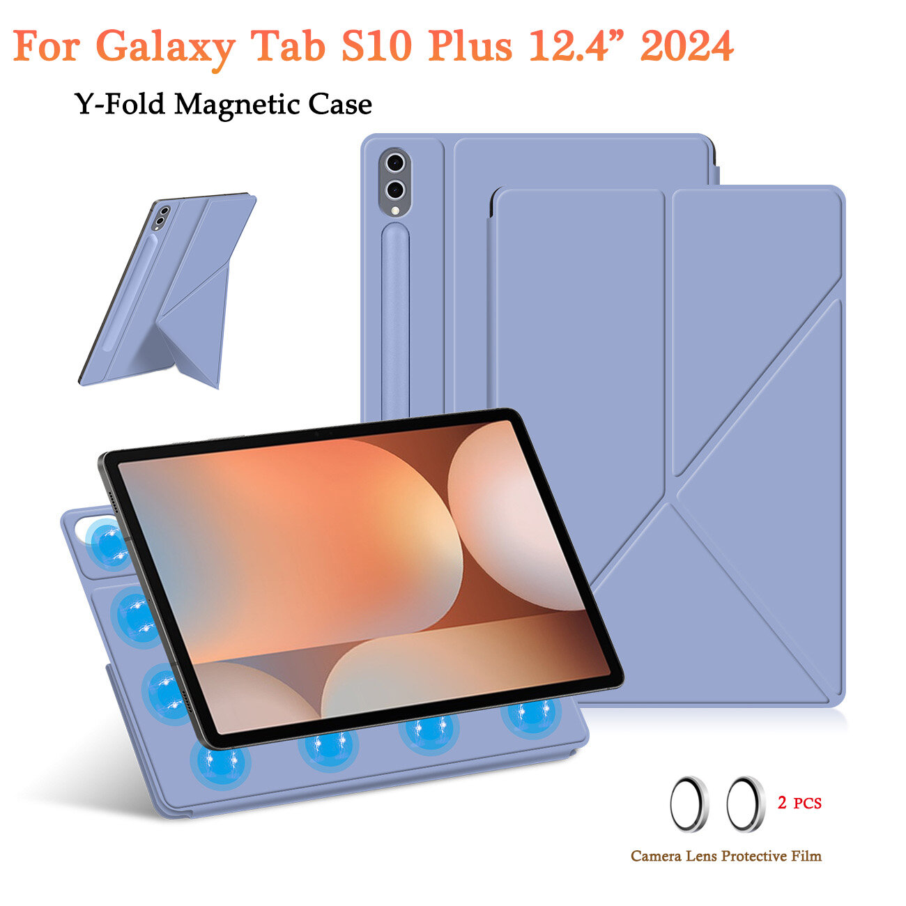 Чехол для Samsung Galaxy Tab S10 Plus 12.4" 2024 (SM-X826B/SM-X820), Y-образный трехскладной магнитный чехол