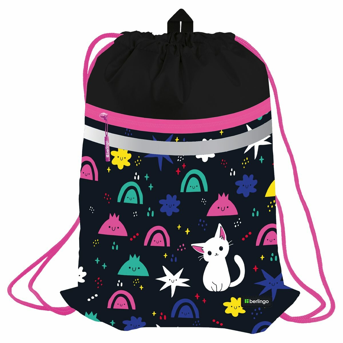 Мешок для обуви 1 отделение Berlingo "Funny colors", 340x460мм, вентиляционная сеточка, СОП (SB-EXM-1019)