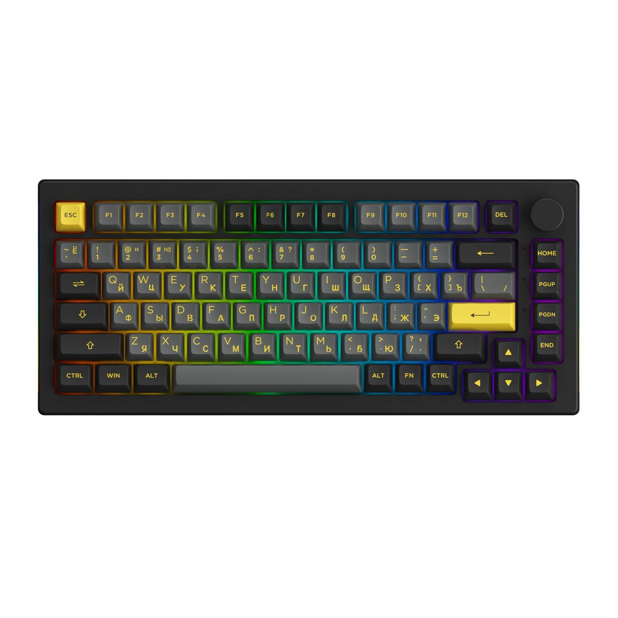 Игровая Клавиатура AKKO 5075B Plus Black&Gold 3 Modes RGB Hot Swap V3 Cream Yellow Switch, ASA profile keycap