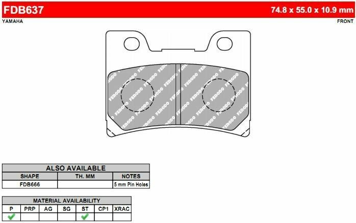 FDB637P Ferodo тормозные колодки органические