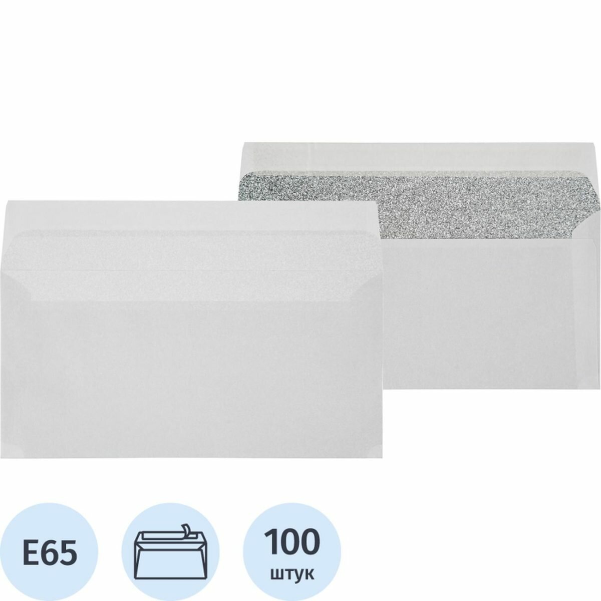 Конверт почтовый E65 Attache Economy (110x220мм, 80 г/кв. м отрывная лента с запечаткой) белый, 100шт.