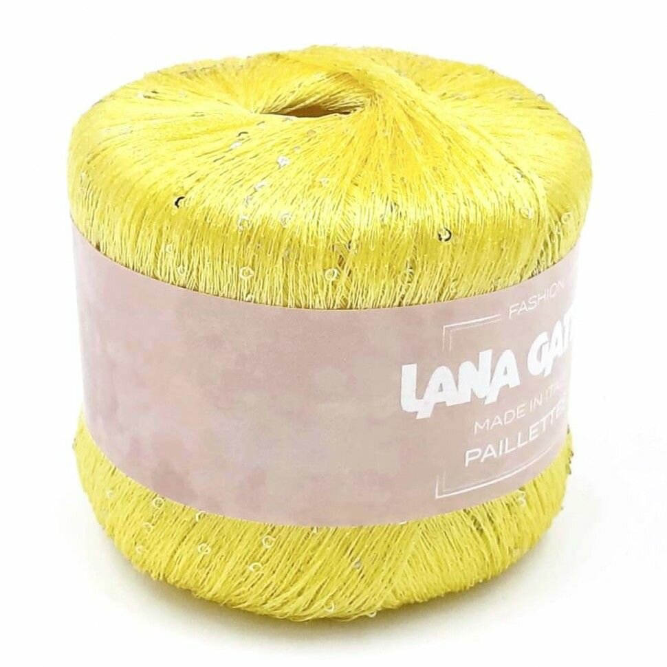 Пряжа Lana Gatto Paillettes 08935 жёлтый (25г/195м, упаковка 10 мотков)