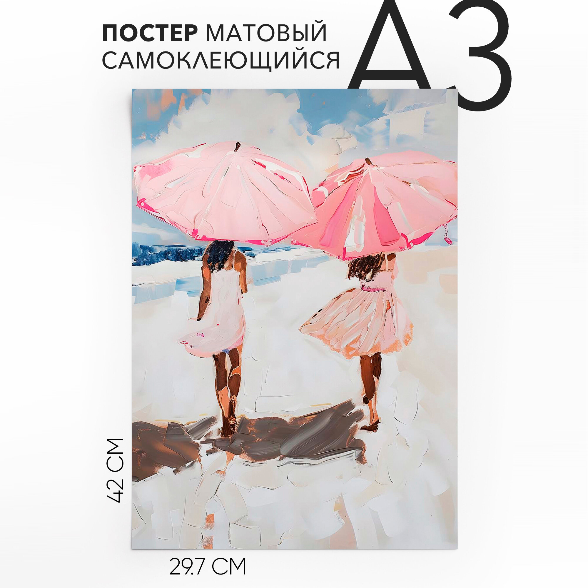 Интерьерные постеры на стену самоклеящийся A3 Девушки и море, влагостойкий, для декора