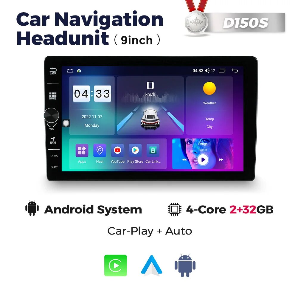 Мультимедийная магнитола MEKEDE, универсальная стерео-система на 9, 10 дюймов, с GPS, для 9D150S