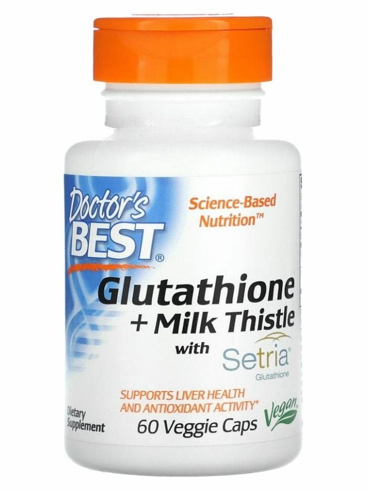 Глутатион с расторопшей (Антиоксидант), 60 растительных капсул, Doctor's Best