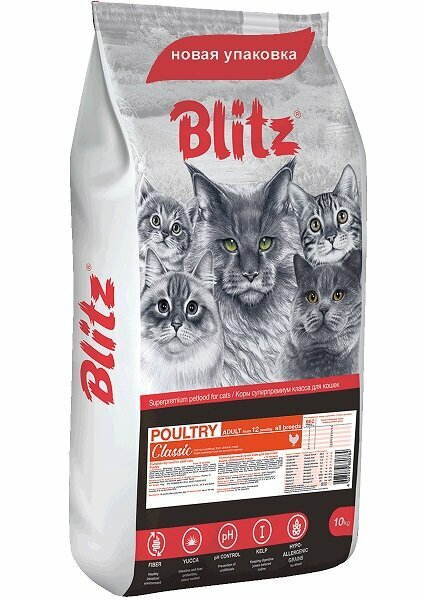 BLITZ Classic 10кгADULT CATS POULTRY . д/взр. кошек с Домашней птицей 0764