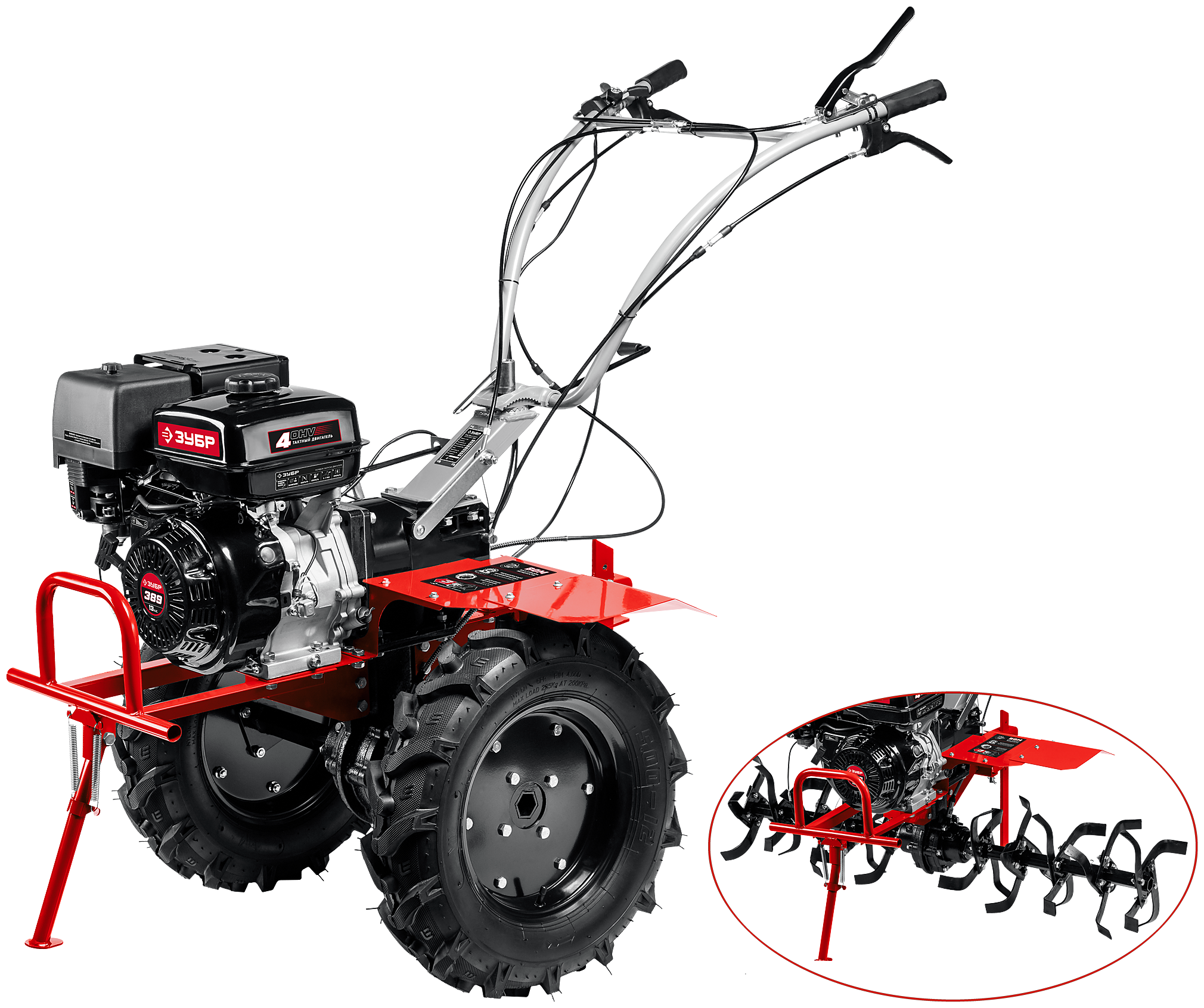 Бензиновый мотоблок с ВОМ ЗУБР 389 см3 МТШ-700