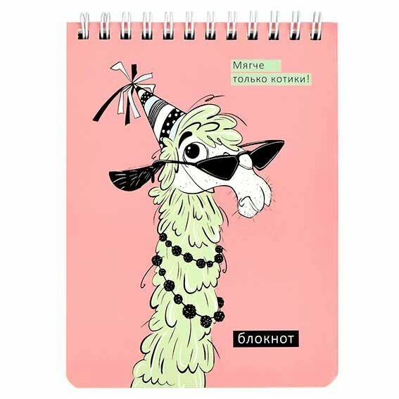 Блокнот Феникс А6 120 листов, спираль "Лама" клетка, сплошной уф-лак (64474)