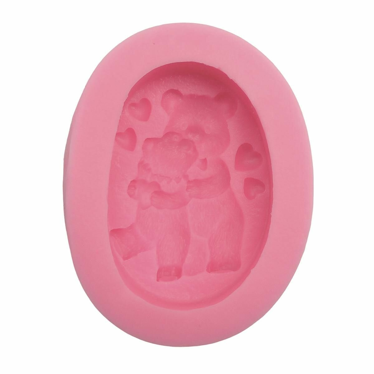 Молд силиконовый айрис для свечей, мыла, смолы, гипса, кондитерских изделий 9х7х3,5 см "Мишки" (23596)