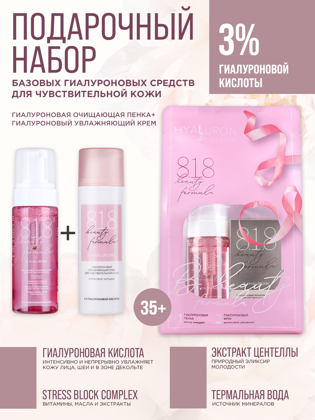 Подарочный набор базовых гиалуроновых средств 818 beauty formula