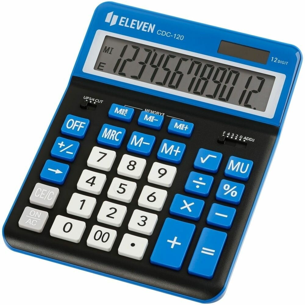 Калькулятор Eleven настольный, 12 разрядов, двойное питание, 155х206х38 мм, черный, темно-синий (CDC-120-BK/NV)