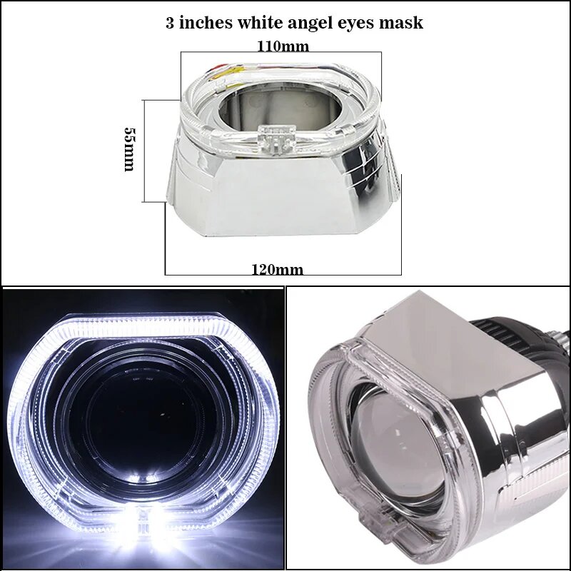 SANVI 2 шт. 2,5 дюйма 3 дюйма маска ангельских глаз Shourd белый желтый сигнальный свет DRL для обновления фар автомобиля Bi светодиодные ксеноновые линзы проектора Лавандовый