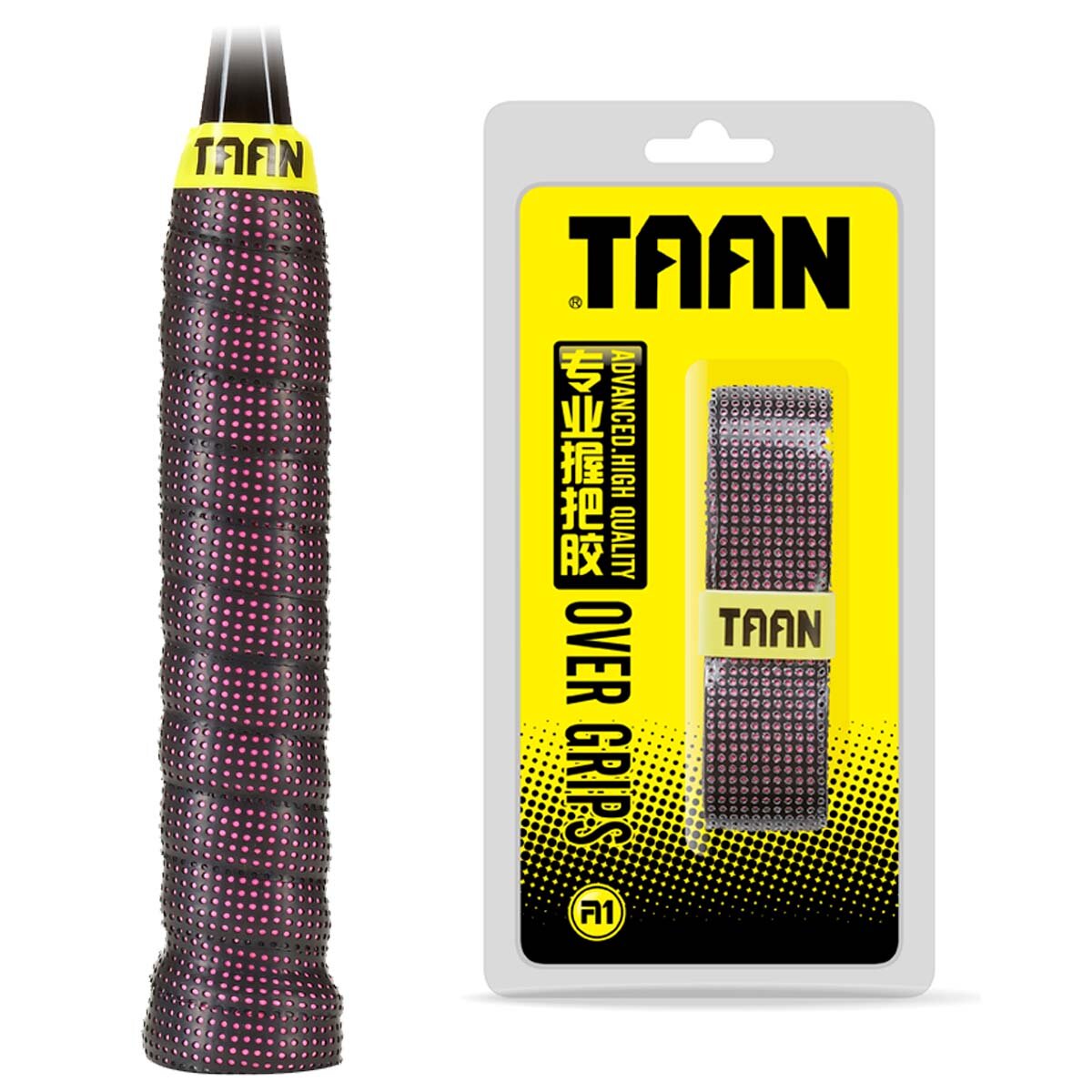 Обмотка для бадминтонной ракетки, TAAN TW090 BLACK PINK , черно-розовая