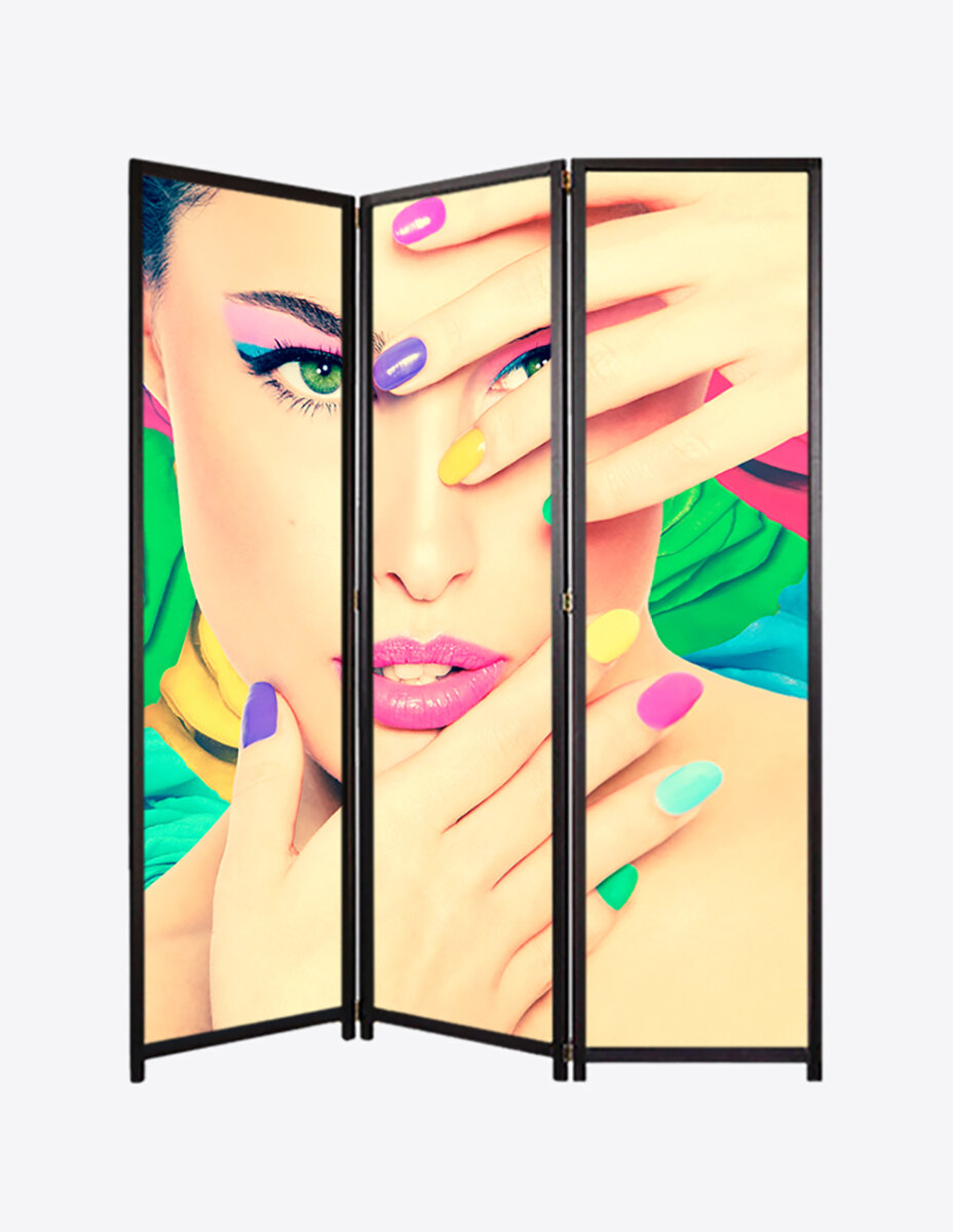 Ширма перегородка секционная складная iDeaLList "Фешн", 3 створки, размер 180x150 см