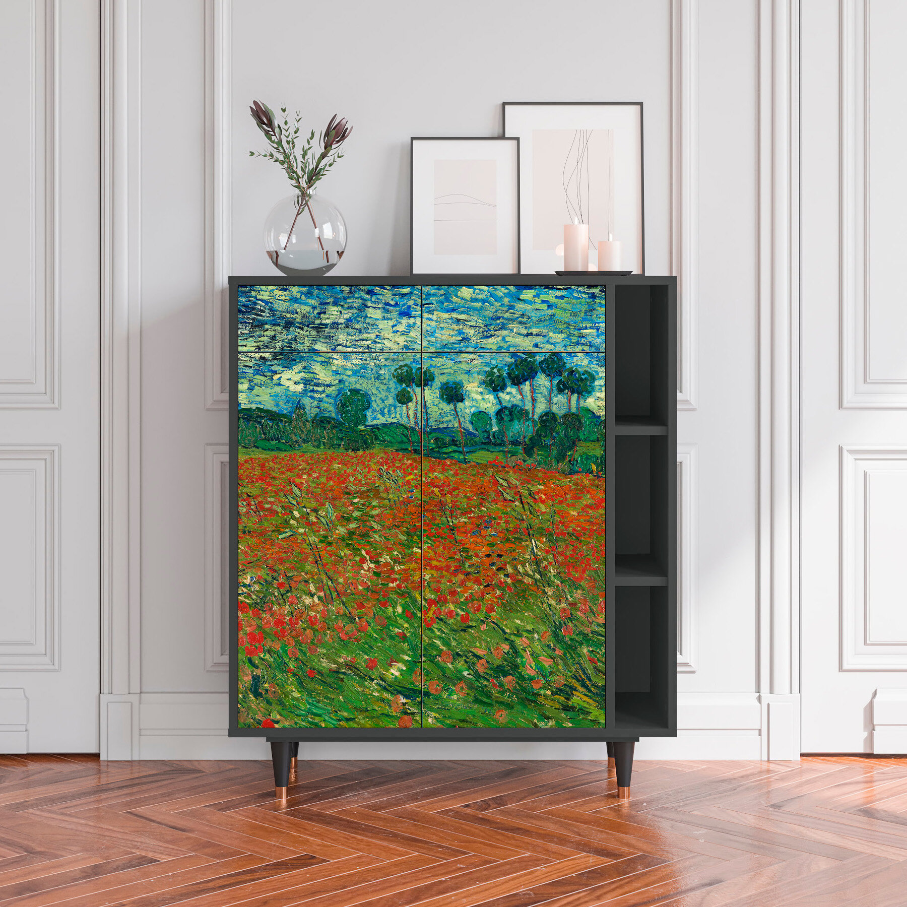 Комод - STORYZ - BS6 Poppy field by Vincent van Gogh, Размер - 94 x 110 x 41 см, Цвет корпуса - , Антрацит