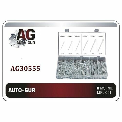 Набор шплинтов 1/16-3/32 , 555 шт (кейс) маякавто 1/20 AUTO-GUR AG30555