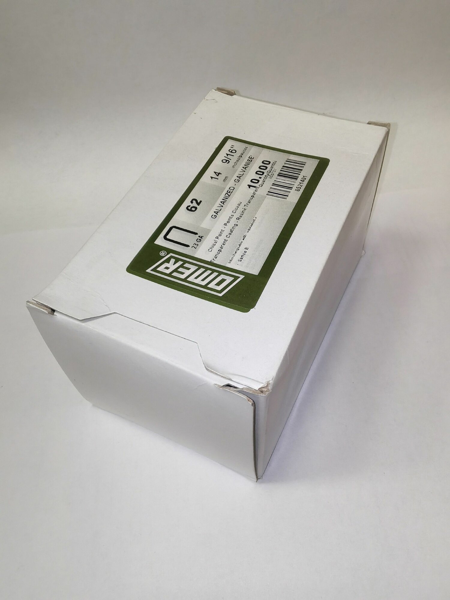 Скоба 62/14 Omer, 14 мм, GA23 (типы Bostitch SB3020, Prebena PM, Senco B)