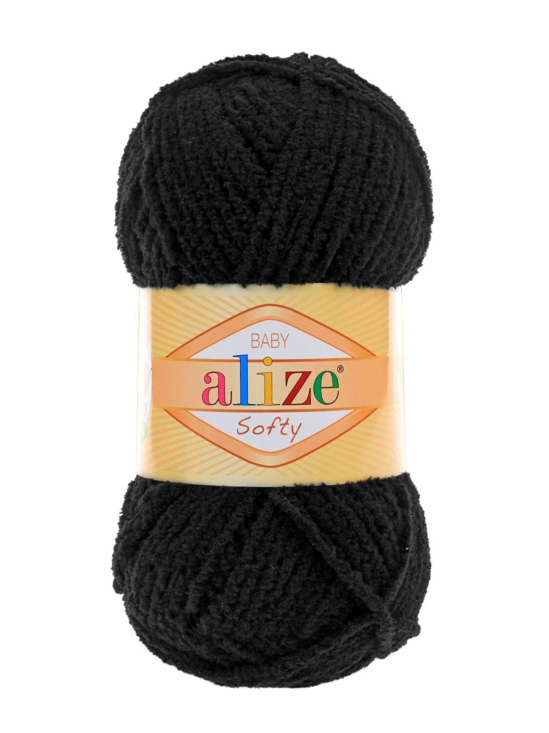 Пряжа ALIZE SOFTY, черный - 1060, 100% микрополиэстер, 5 мотков, 50 г, 115 м.