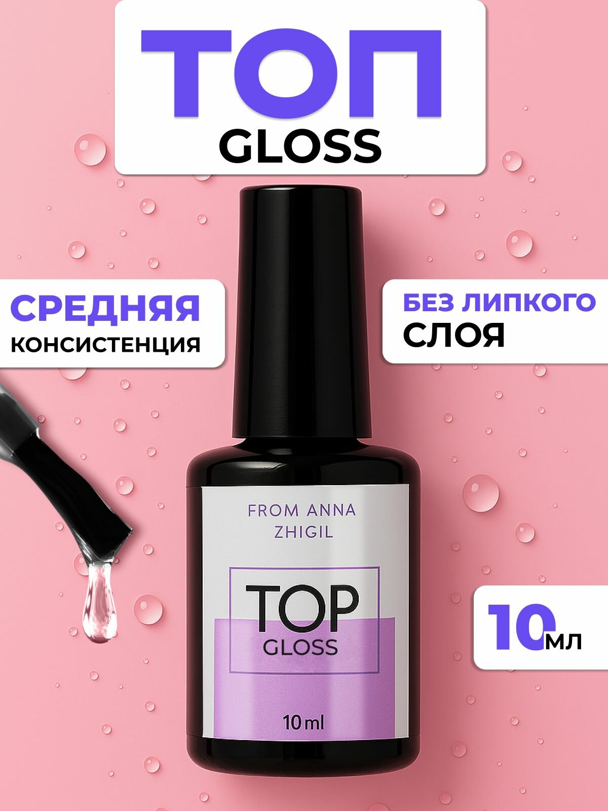 Топ для ногтей глянцевый без липкого слоя