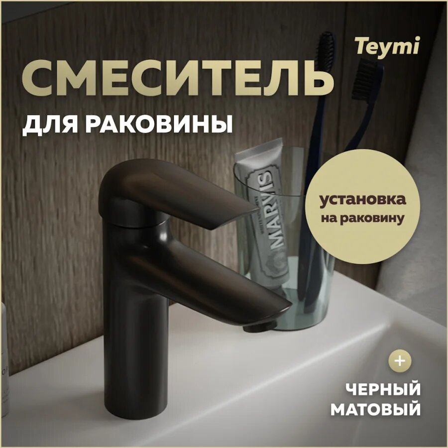 Смеситель для раковины Teymi Hanna, черный матовый T10255