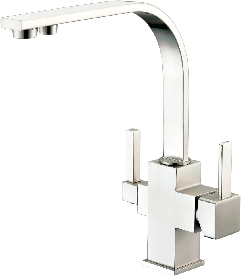 Смеситель для кухни Zorg Sanitary ZR 332 YF Satin с краном для питьевой воды, с поворотным изливом, глянцевый, однорычажный, латунный, с керамическим картриджем