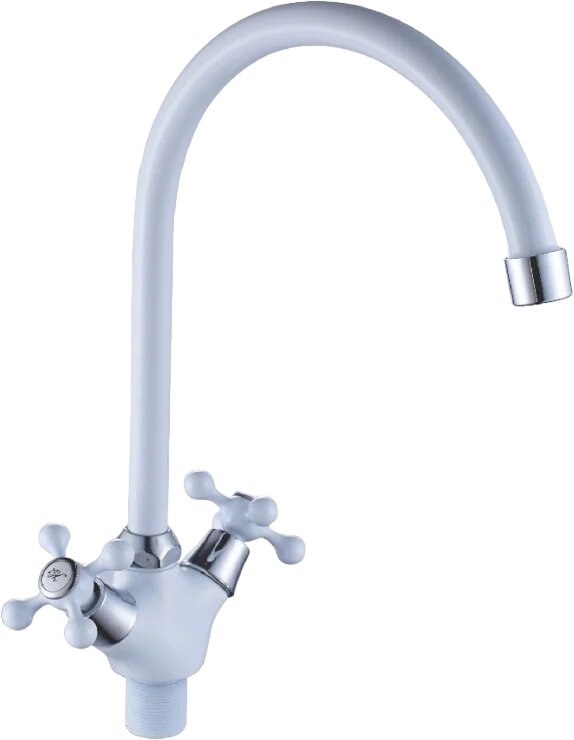 Смеситель для кухни Cron CN08 CN4308-8 с поворотным изливом, хром, белый, матовый, глянцевый, вентильный