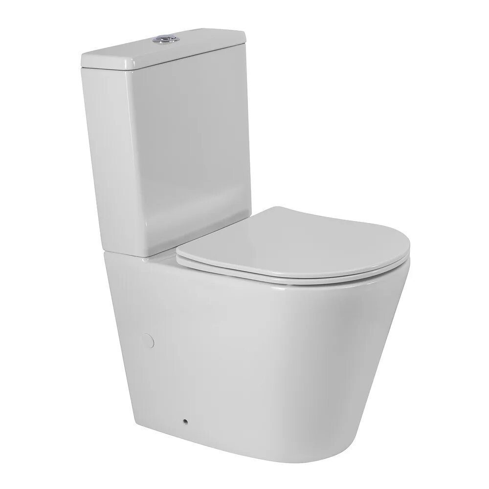 Унитаз-компакт напольный BelBagno Flay-Tor BB2149CP-TOR/SC с микролифтом, безободковый, антивсплеск, фарфоровый, белый, глянцевый, овальный, с нижним подводом, сиденье для унитаза в комплекте