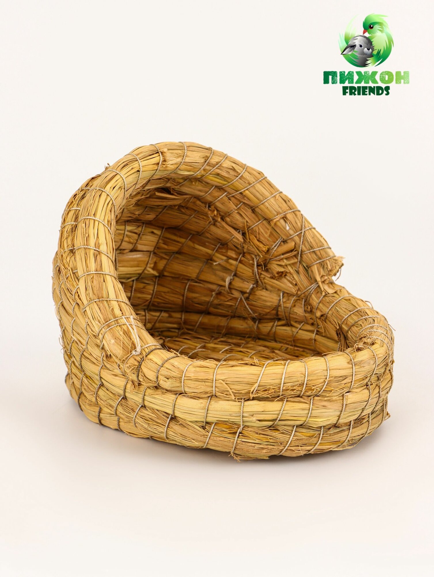 Гнездо для птиц плетёное из соломы, полузакрытое 15 х 10 х 10 см