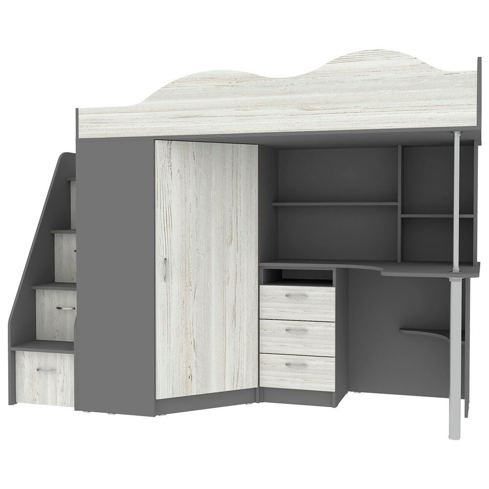 Кровать чердак Пионер Темно-серый Винтерберг