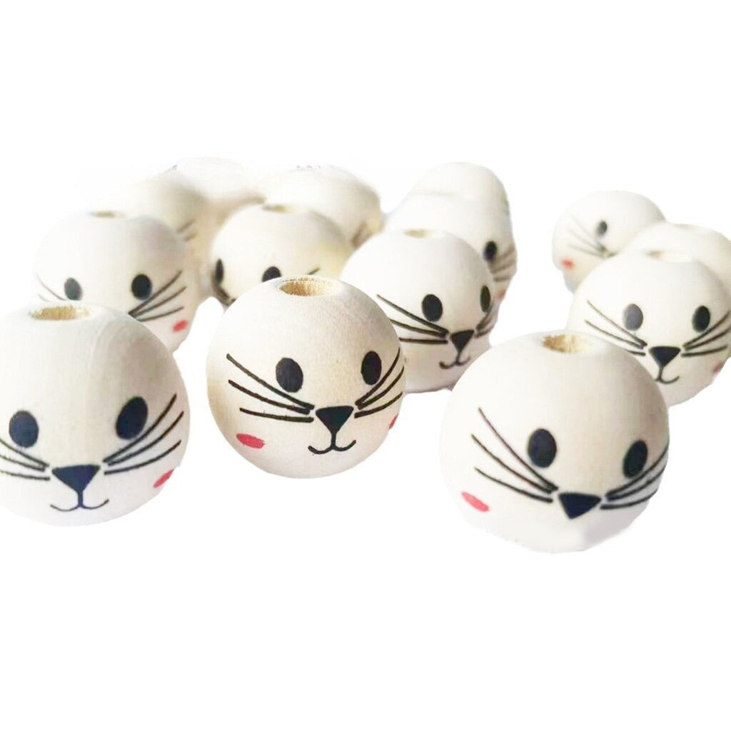 Деревянные бусины smiley cat цвета бревна 50 шт, 20 мм