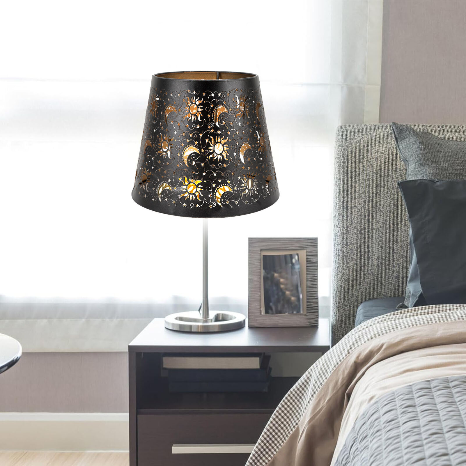 Абажур из металла Shadow E27 E26, абажур для лампы на зажиме, настольный, выдолбленный, железный, для настольной лампы, напольный светильник