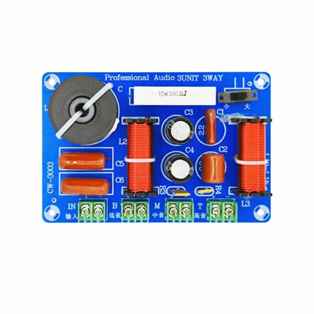Печатная плата фильтра-разветвителя звука с трехпозиционным делителем частоты громкоговорителей
