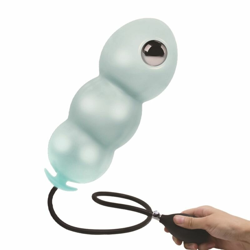 Надувные аномы подключаемого насоса DILDO Massager Expander Expander Toys Toys, - синие светящиеся бусины