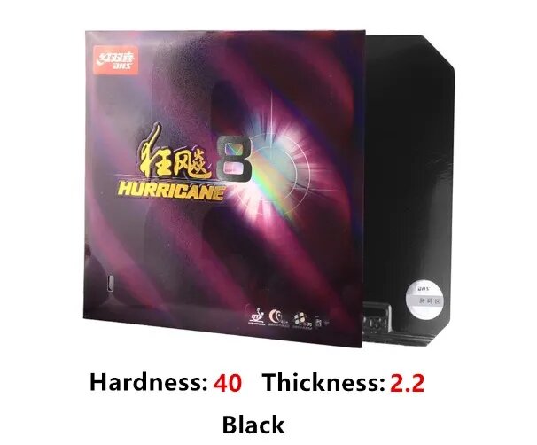 ДHS Hurricane 8 резина для настольного тенниса Черный, H8 Black H40 T2.2