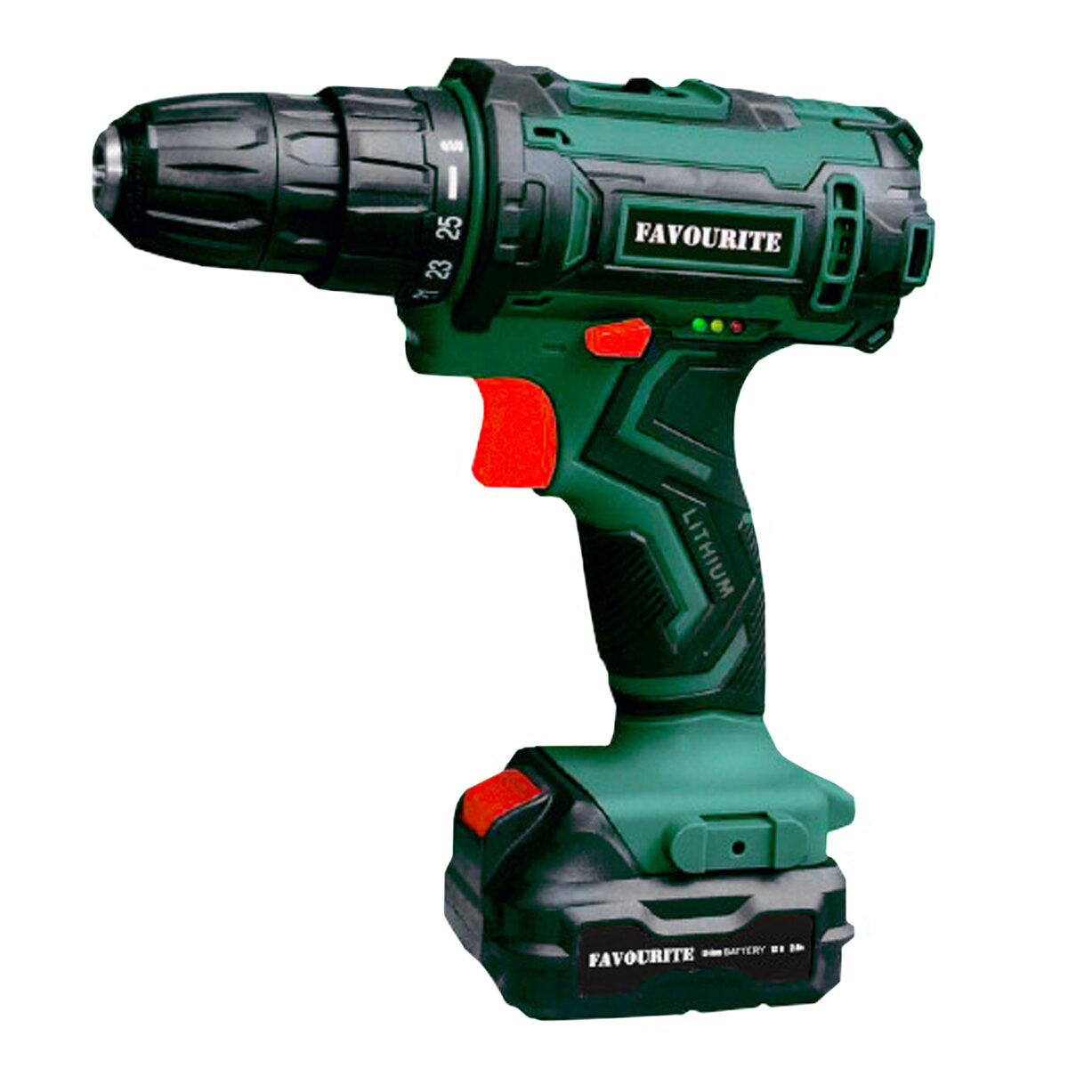 Дрель-шуруповерт FAVOURITE 2 скорости 0-400/0-1400 об/мин, 22Нм 2Ач, 2 аккумулятора LI-ION (DC1202B PROMO)