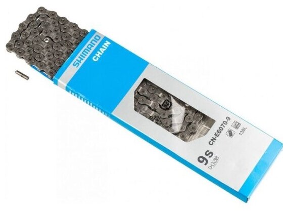 Цепь Shimano E6070, для 9ск сзади/1ск. спереди, 118 звеньев, для электровелосипедов, 1 соединительный штифт (пин)