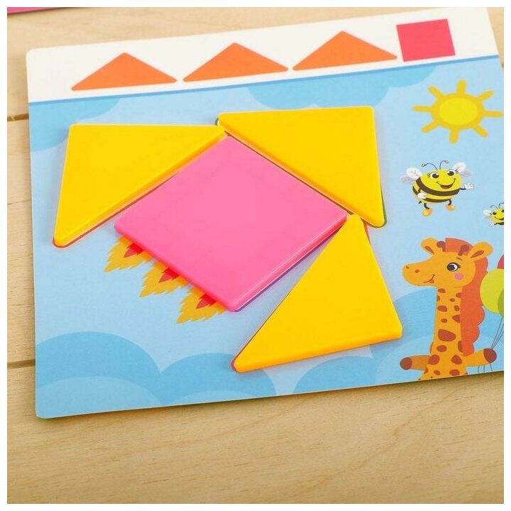 IQ-ZABIAKA Развивающий набор с картонными фигурами «Геометрическая мозаика», по методике ...