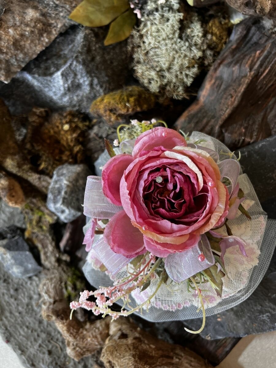 Шкатулка Ajourele С-187, розовый бархат, с розой, для украшений, свадьбы