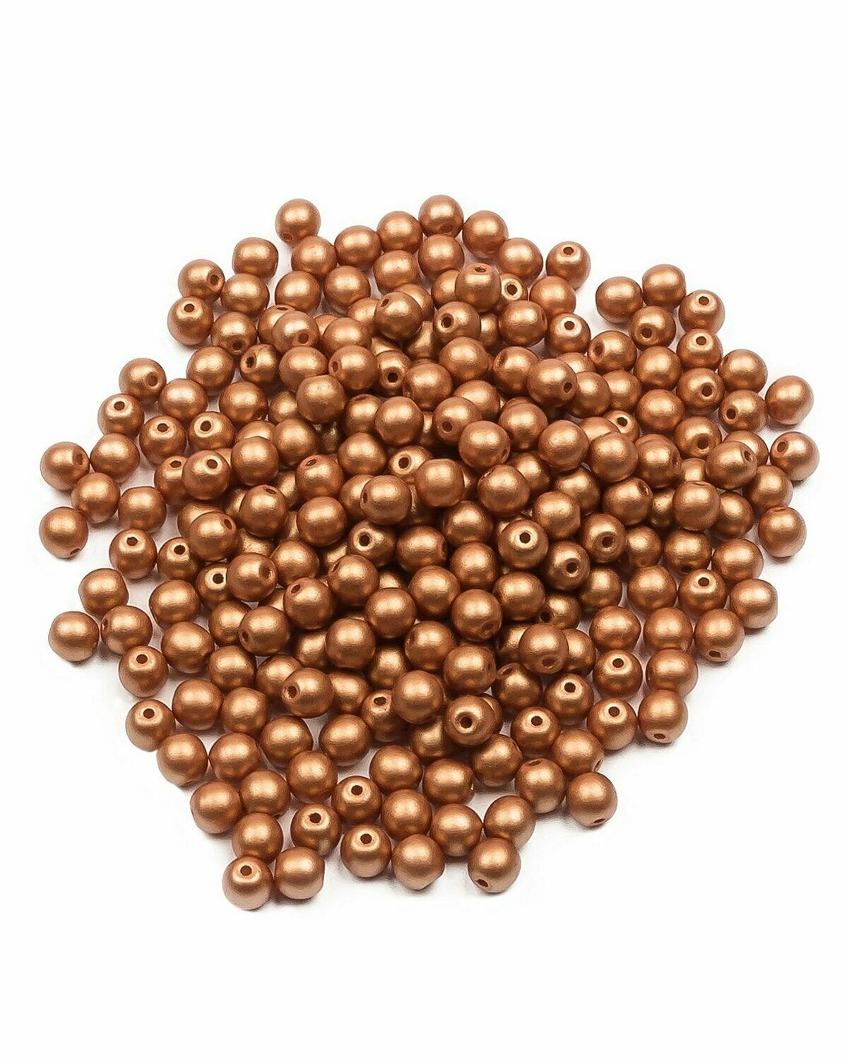 Стеклянные чешские бусины, круглые, Round Beads, 4 мм, цвет Alabaster Metallic Copper, 200 шт.