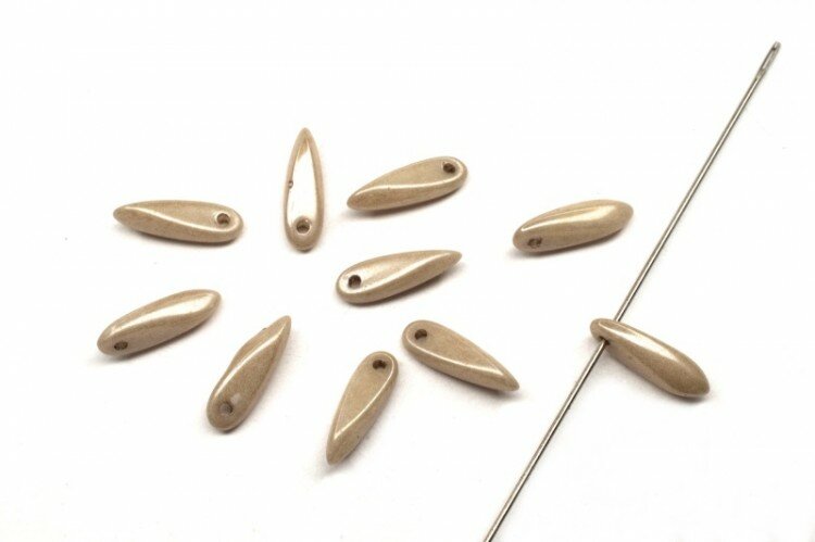 Бусины Dagger beads 11х3мм, отверстие 0,8мм, цвет 03000/14419 латте глянцевый, 736-020, 10шт